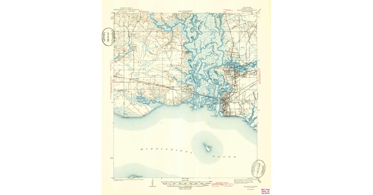 1943 Map of Pascagoula, MS — High-Res, 1943 Print #2 | Pastmaps
