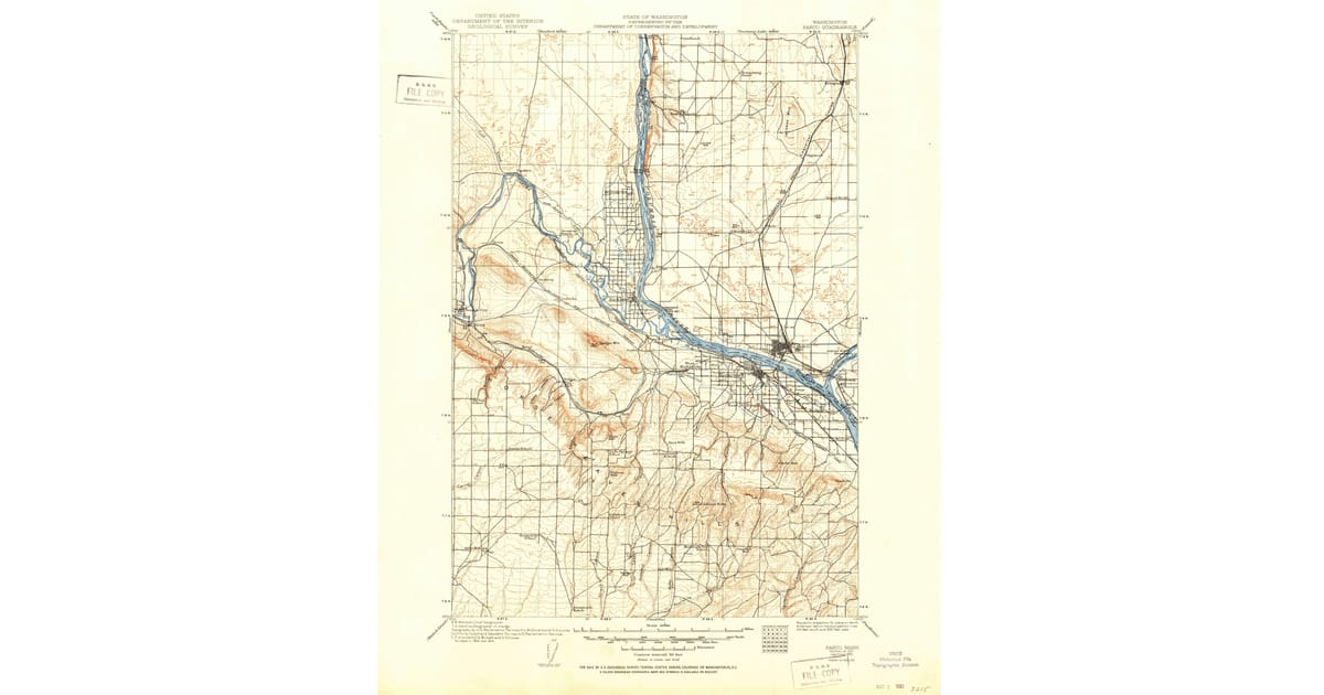 1917 Map of Pasco, WA — High-Res, 1951 Print | Pastmaps