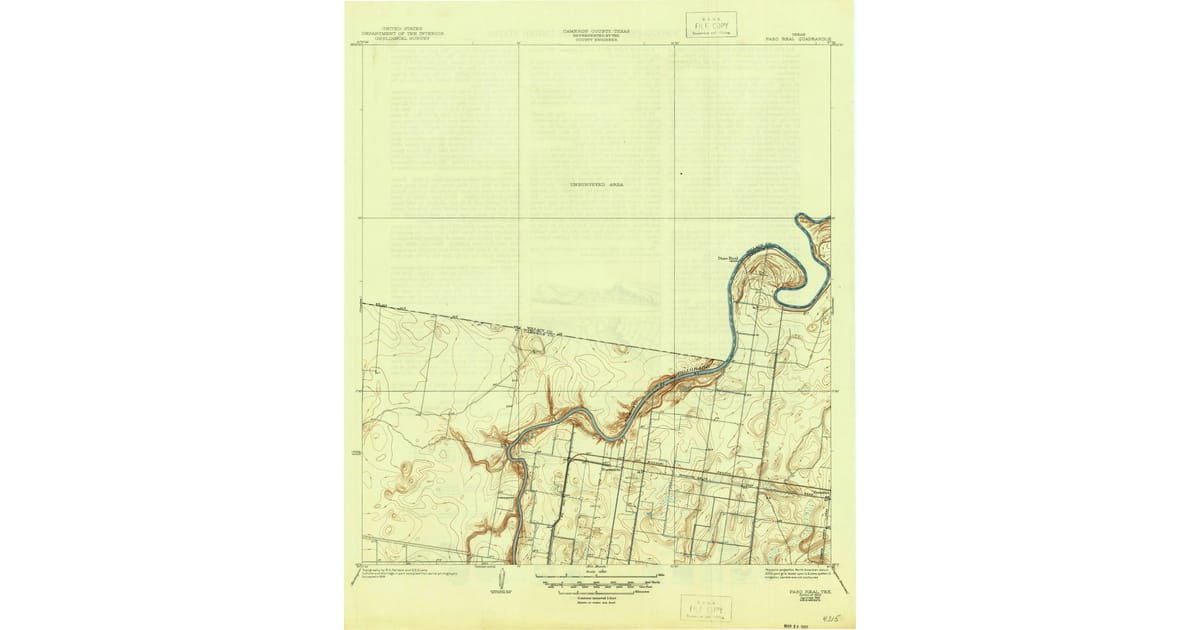 1933 Map of Paso Real, Cameron County, TX — High-Res, 1945 Print | Pastmaps
