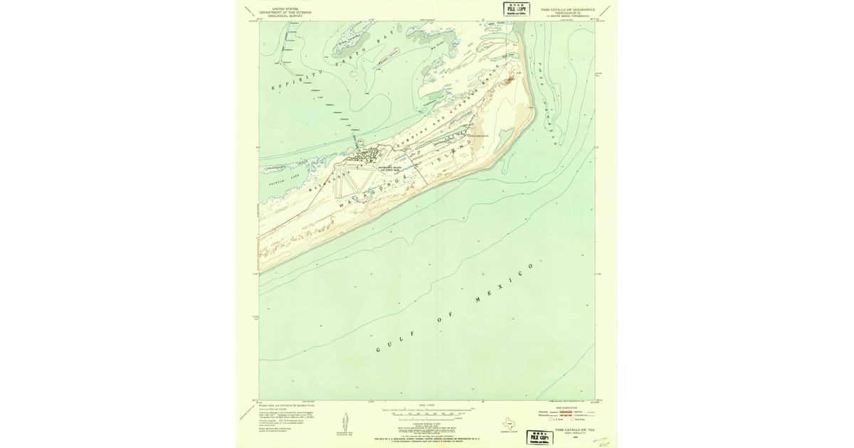 1952 Map of Pass Cavallo SW, Calhoun County, TX — High-Res | Pastmaps