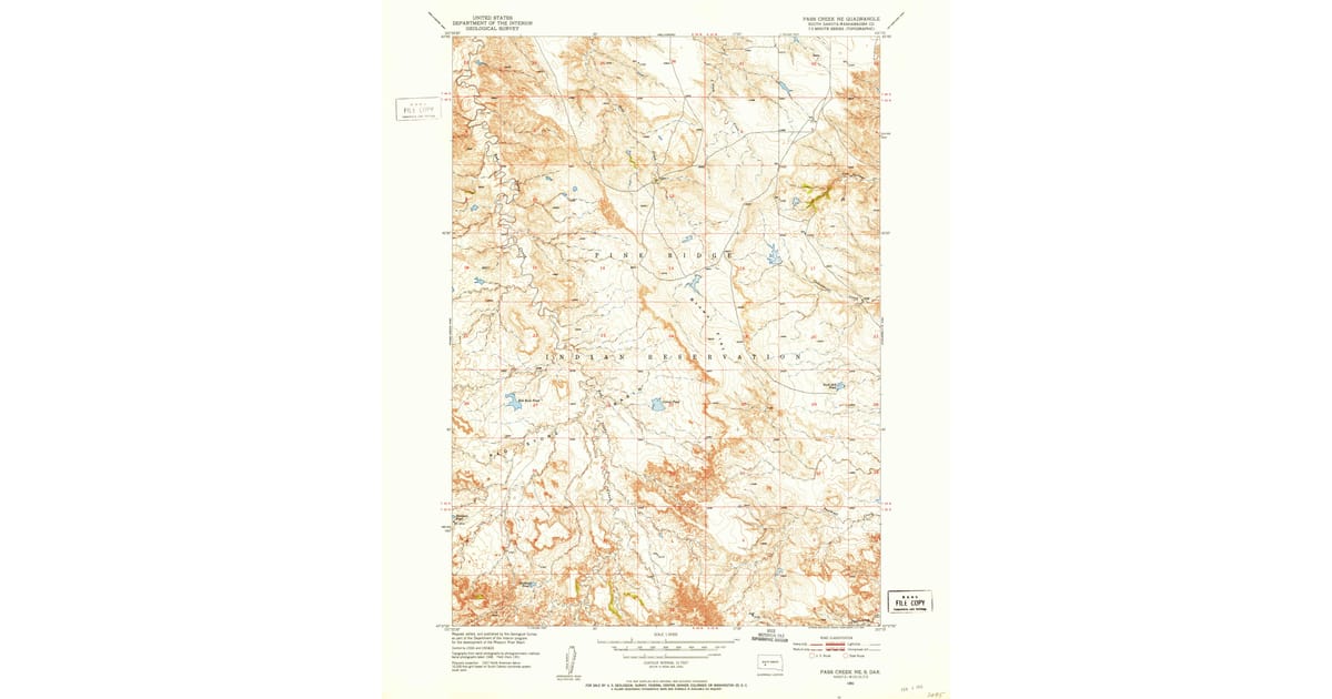 1951 Map of Pass Creek NE, Jackson County, SD — High-Res | Pastmaps