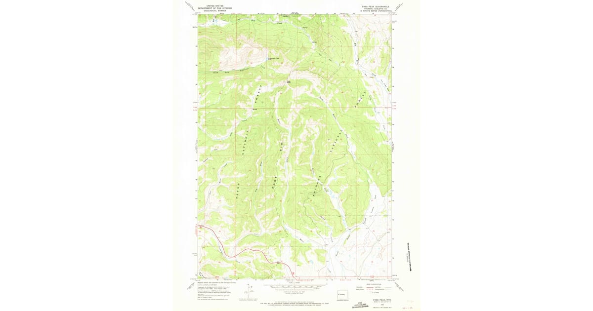 1966 Map of Pass Peak, Sublette County, WY — High-Res | Pastmaps