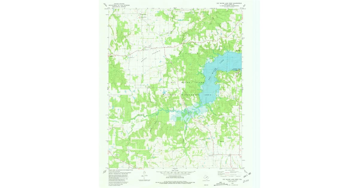 1980 Map of Pat Mayse Lake West, Lamar County, TX — High-Res | Pastmaps
