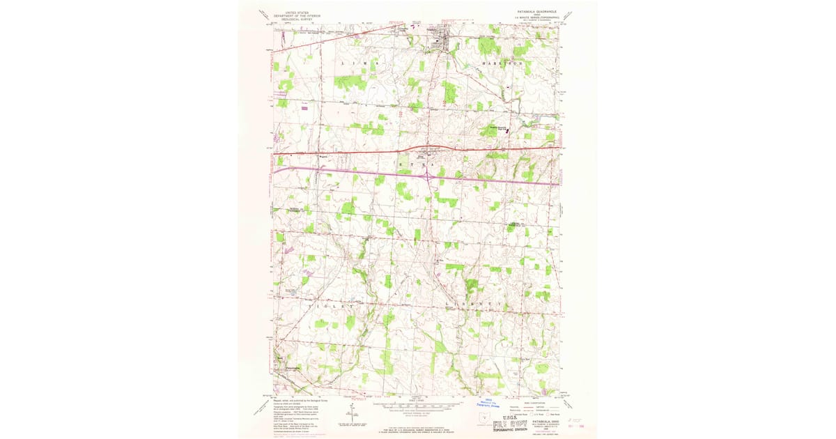 1958 Map of Pataskala, OH — High-Res, 1968 Print | Pastmaps