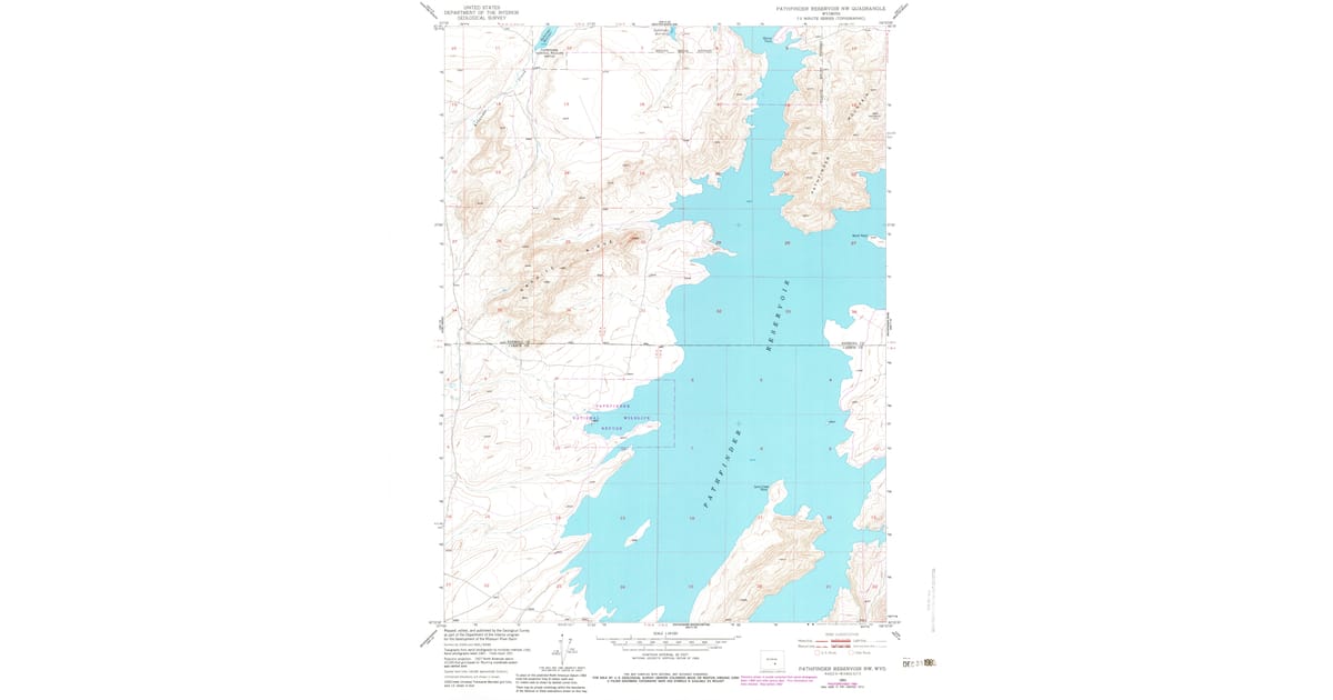 1951 Map of Pathfinder Reservoir NW, Carbon County, WY — High-Res, 1983 ...