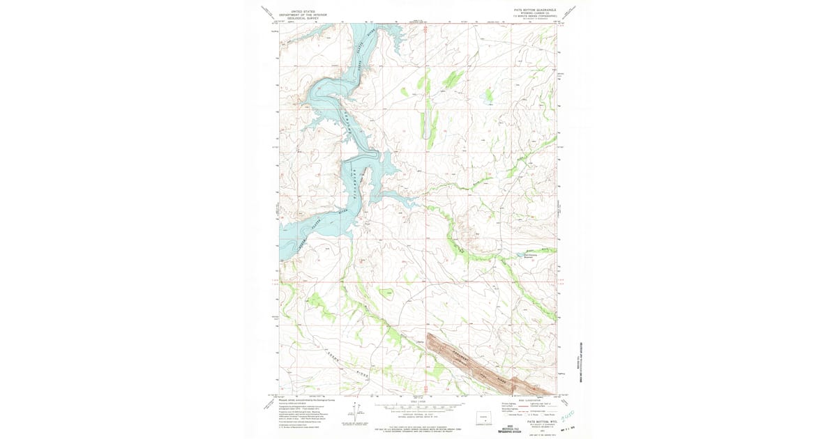 1971 Map Of Pats Bottom Carbon County Wy High Res Pastmaps