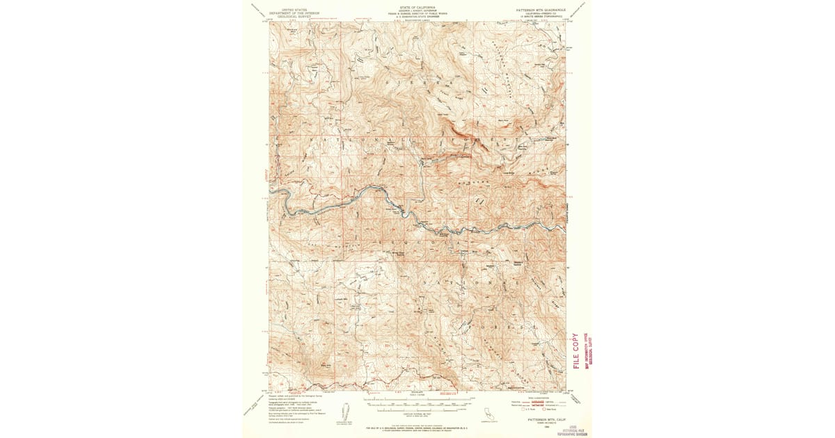 1952 Map of Patterson Mountain, Fresno County, CA — High-Res | Pastmaps