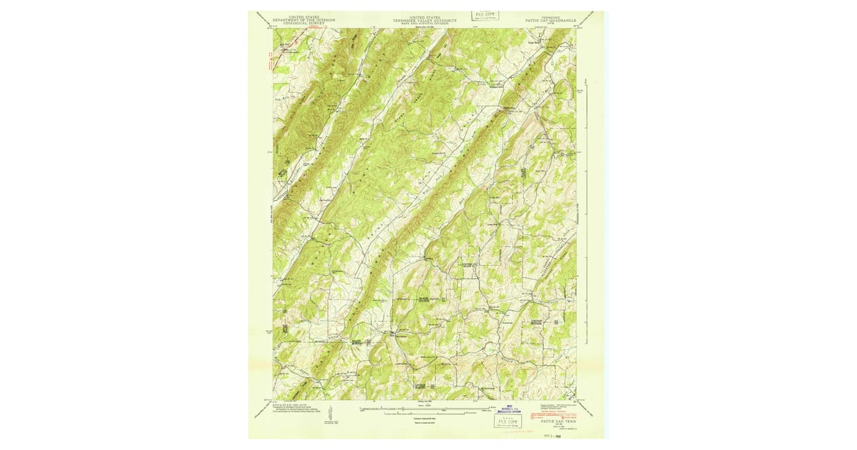 1940 Map of Pattie Gap, Roane County, TN — High-Res | Pastmaps