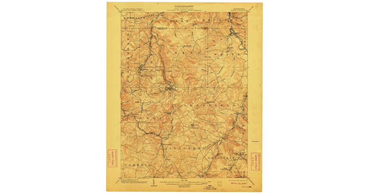 1904 Map of Patton, Cambria County, PA — High-Res, 1911 Print | Pastmaps