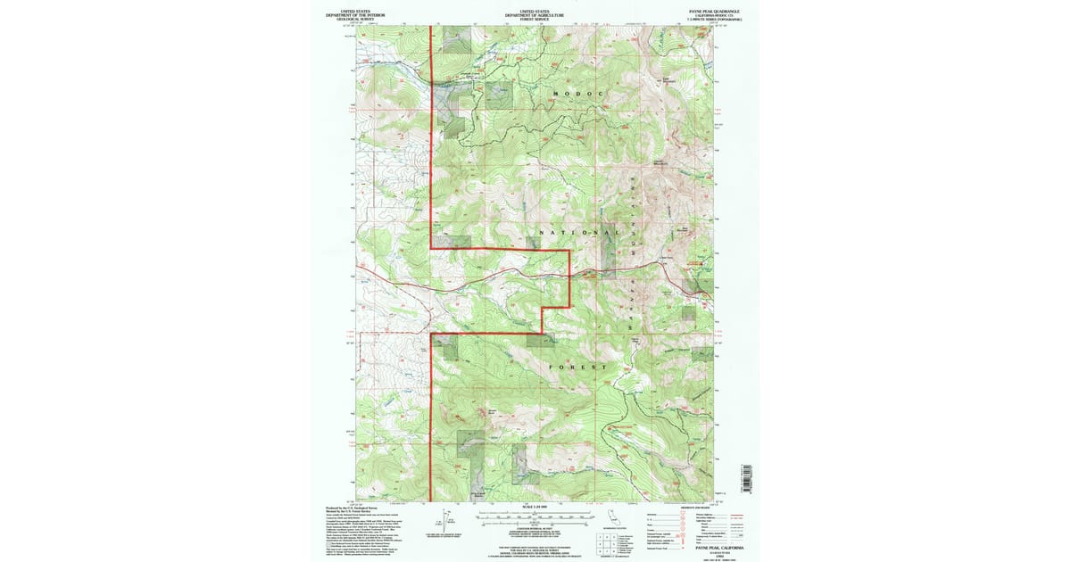 1993 Map of Payne Peak, Modoc County, CA — High-Res | Pastmaps