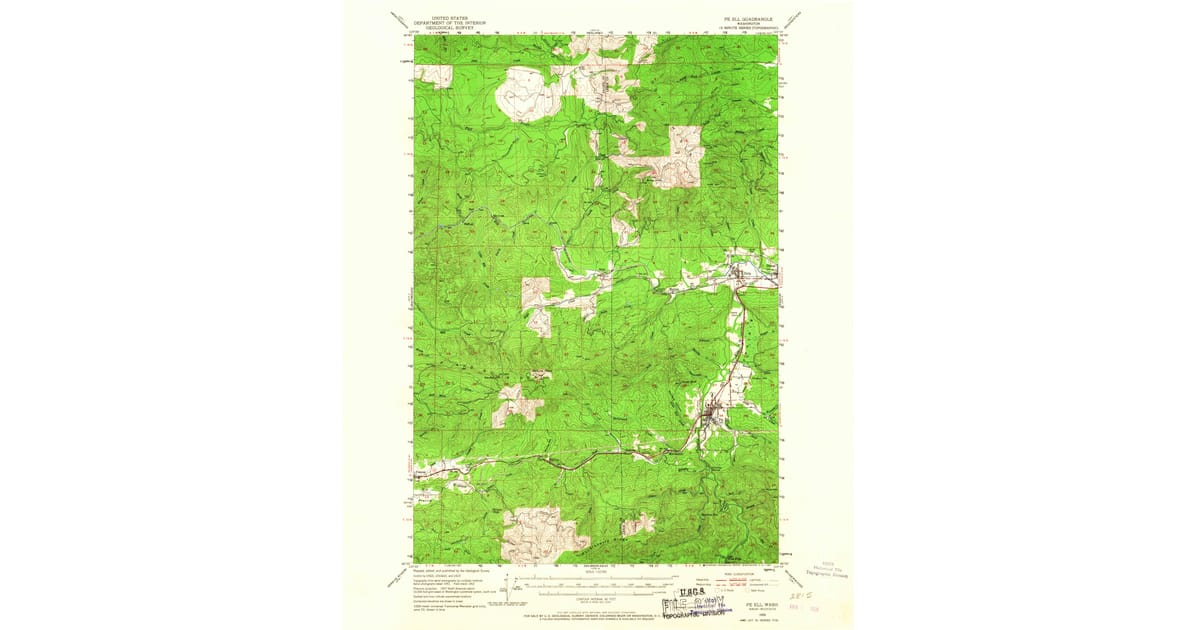 1953 Map of Pe Ell, WA — High-Res, 1967 Print | Pastmaps