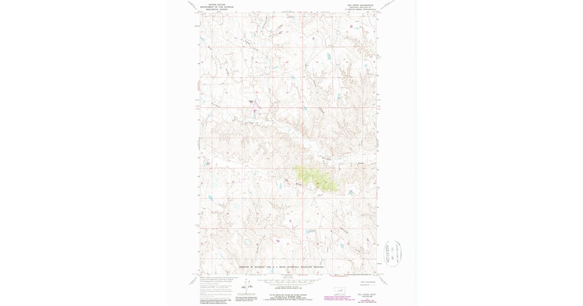 1965 Map of Pea Ridge, Phillips County, MT — High-Res, 1987 Print ...