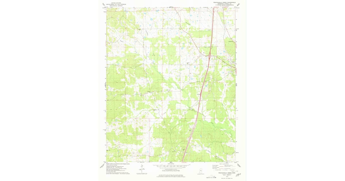 1975 Map of Peachahala Creek, Carroll County, MS — High-Res | Pastmaps