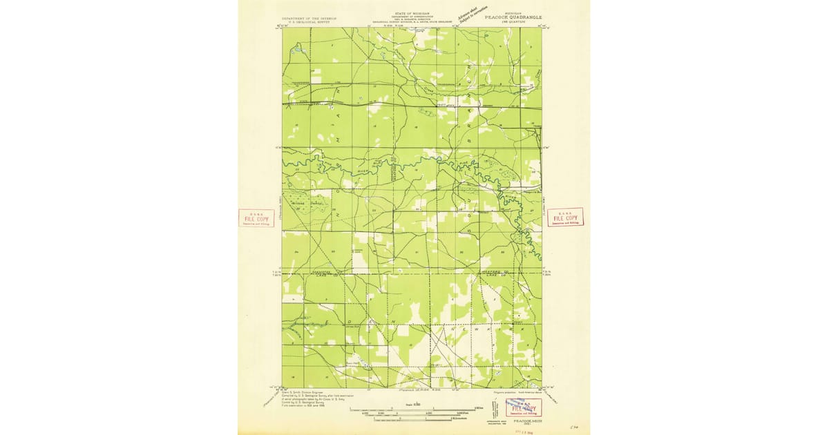 1933 Map of Peacock NE, Wexford County, MI — High-Res | Pastmaps