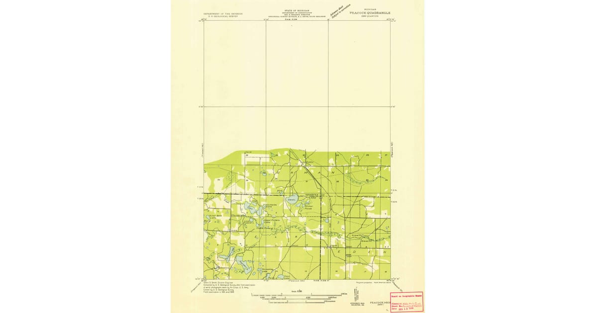 1933 Map of Peacock NW, Manistee County, MI — High-Res | Pastmaps