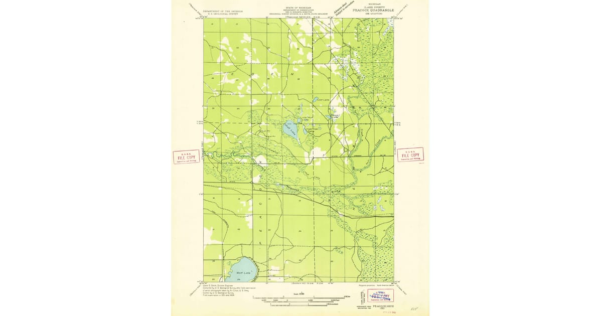 1933 Map of Peacock SE, Lake County, MI — High-Res | Pastmaps