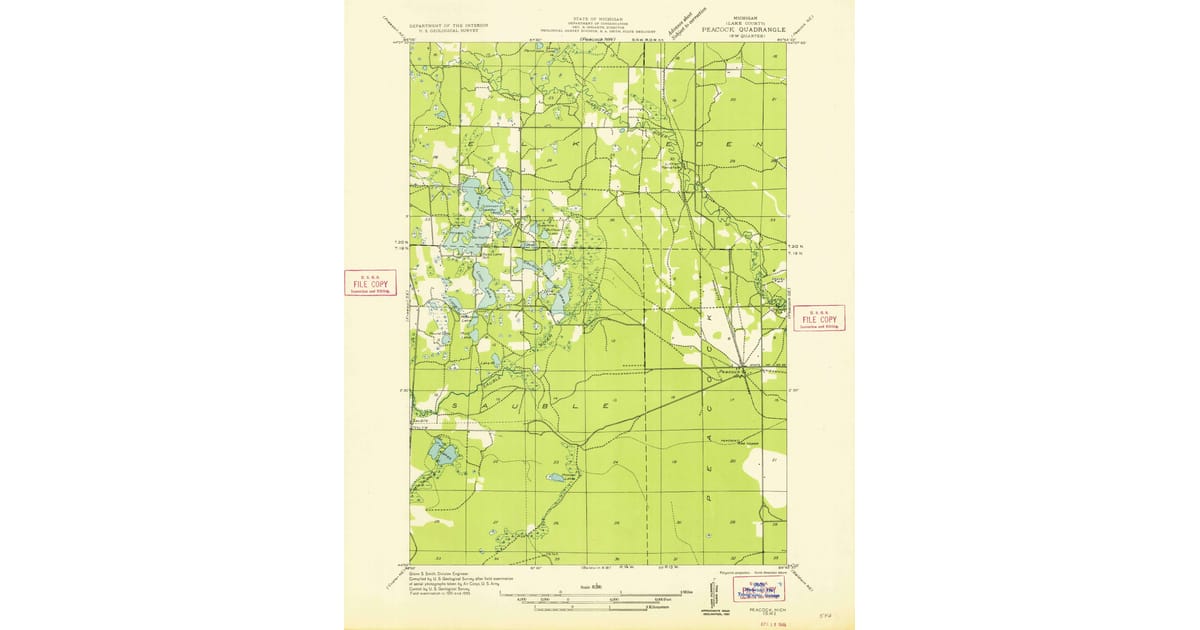 1933 Map of Peacock SW, Lake County, MI — High-Res | Pastmaps