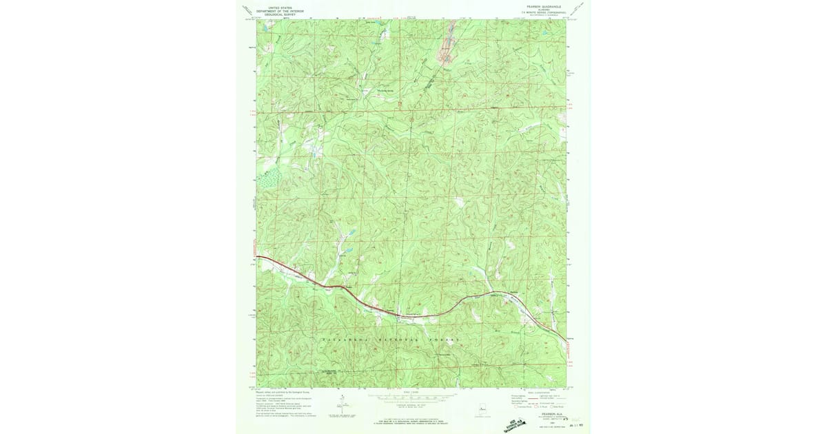 1969 Map of Pearson, Bibb County, AL — High-Res | Pastmaps