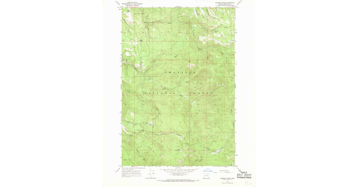 1967 Map of Pearson Ridge, Umatilla County, OR — High-Res | Pastmaps
