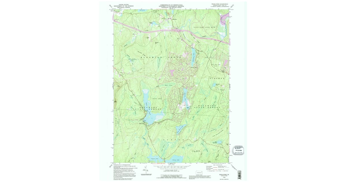 1992 Map of Pecks Pond, Pike County, PA — High-Res | Pastmaps
