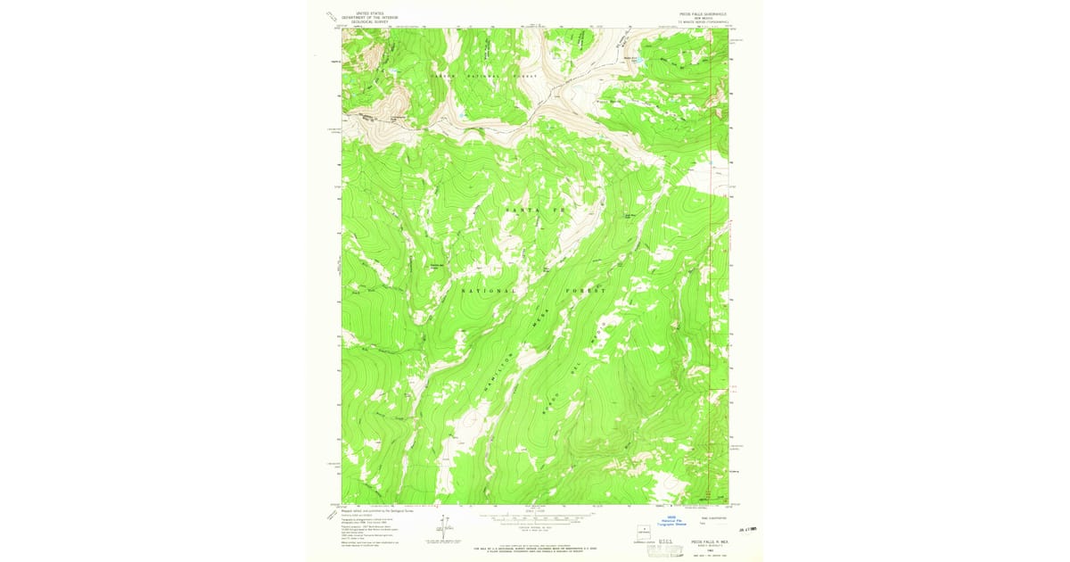 1963 Map of Pecos Falls, Mora County, NM — High-Res | Pastmaps
