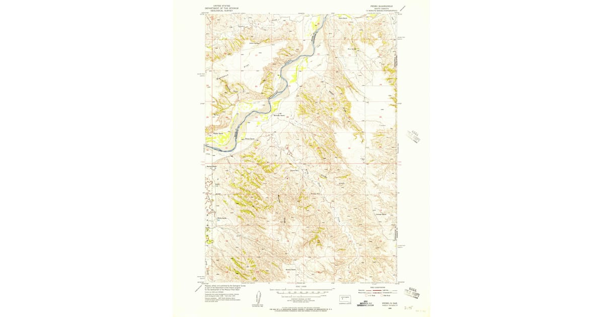 1955 Map of Pedro, Pennington County, SD — High-Res | Pastmaps