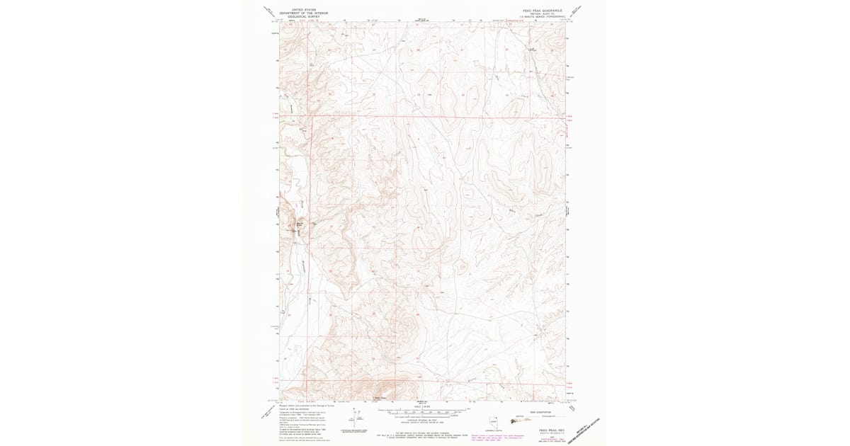 1967 Map of Peko Peak, Elko County, NV — High-Res, 1983 Print | Pastmaps