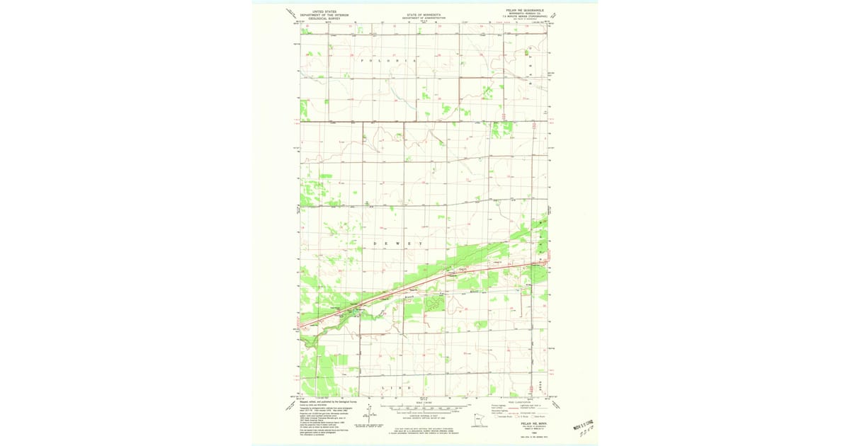 1982 Map of Pelan NE, Roseau County, MN — High-Res | Pastmaps