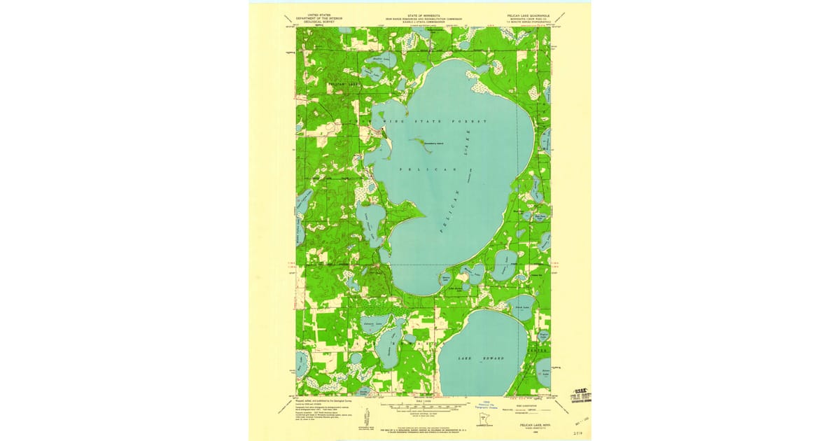 1959 Map of Pelican Lake, Crow Wing County, MN — High-Res | Pastmaps