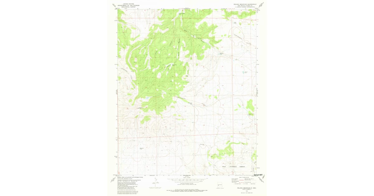 1981 Map of Pelona Mountain, Catron County, NM — High-Res | Pastmaps