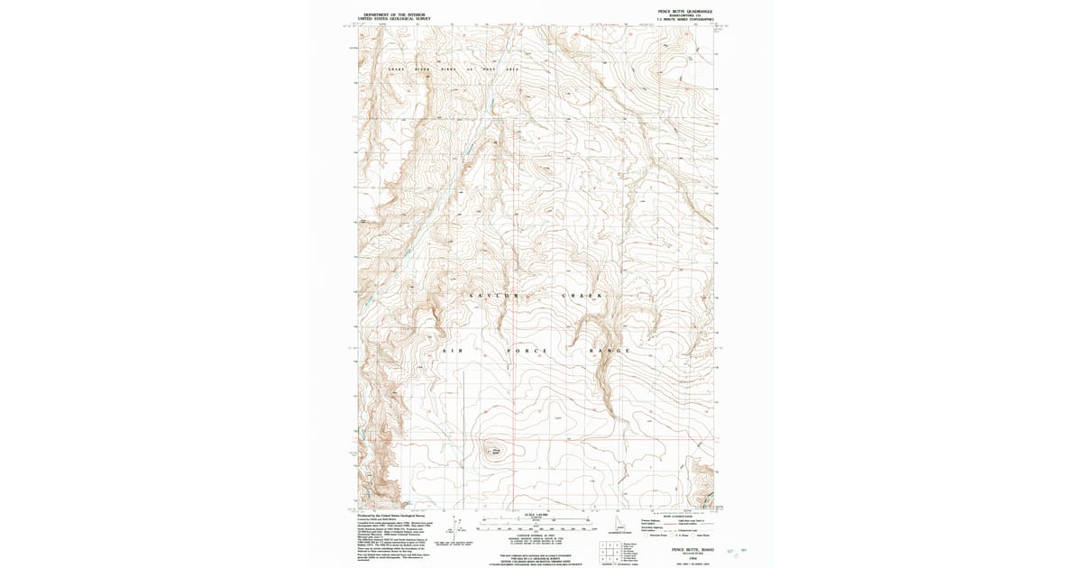 1992 Map of Pence Butte, Owyhee County, ID — High-Res | Pastmaps