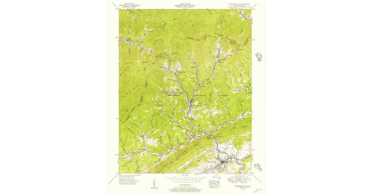 1955 Map of Pennington Gap, VA — High-Res | Pastmaps