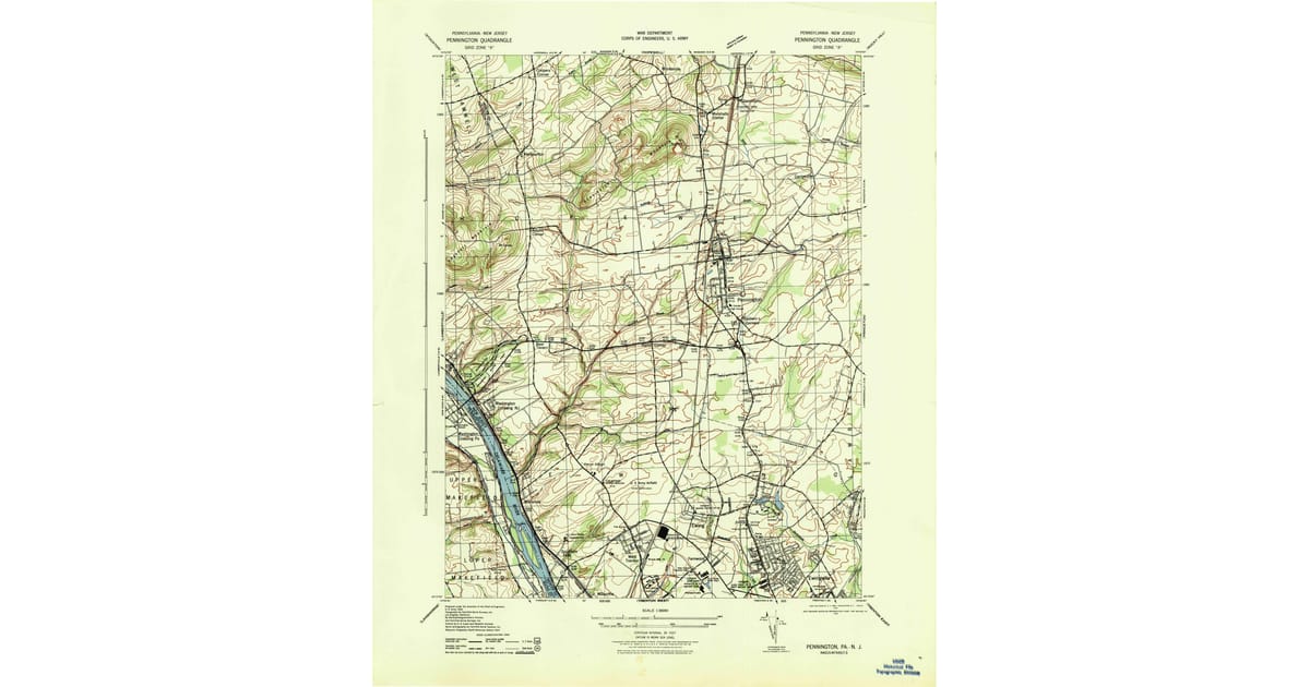 1943 Map of Pennington, NJ — High-Res | Pastmaps