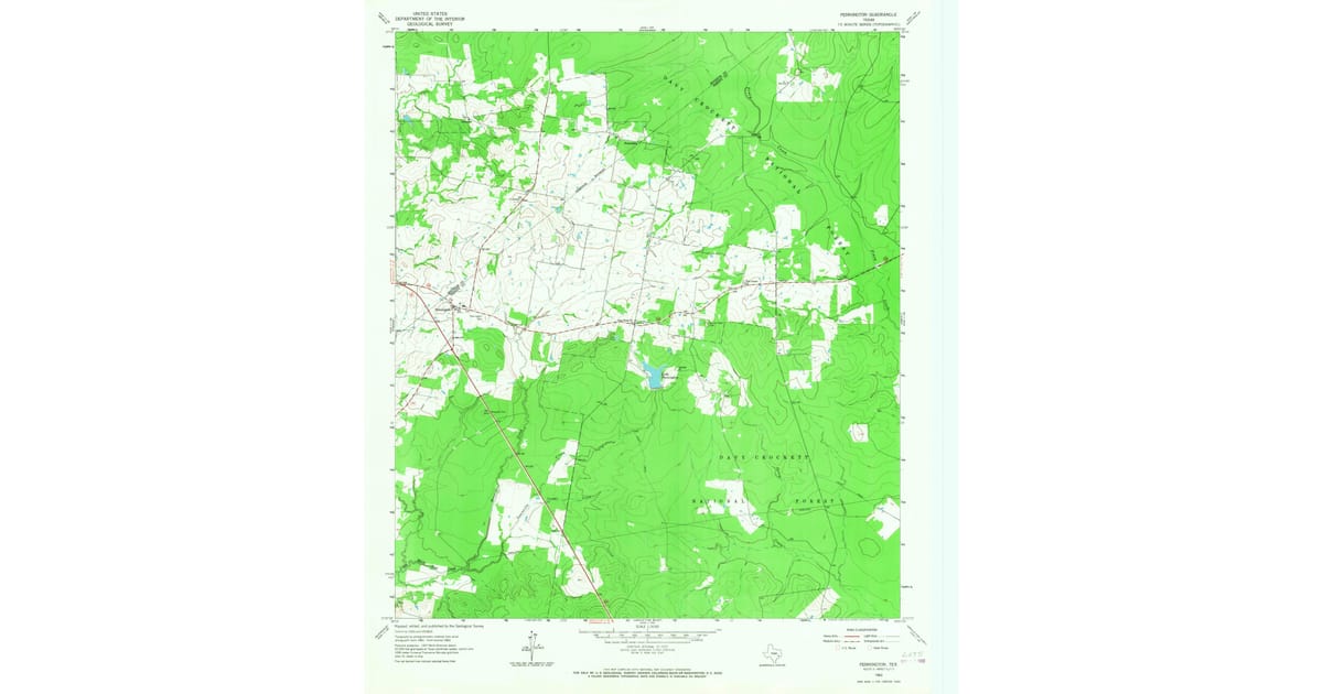 1963 Map of Pennington, Trinity County, TX — High-Res, 1968 Print ...