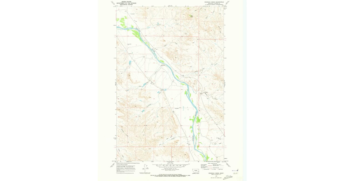 1969 Map of Pennock Creek, Custer County, MT — High-Res | Pastmaps
