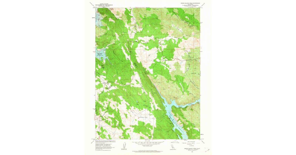 1962 Map of Penon Blanco Peak, Mariposa County, CA — High-Res | Pastmaps