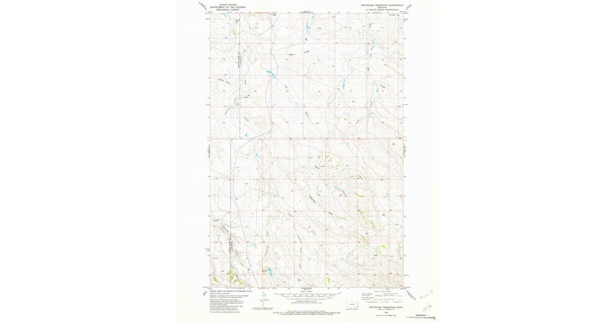 1982 Map of Pentecost Reservoir, Carter County, MT — High-Res | Pastmaps