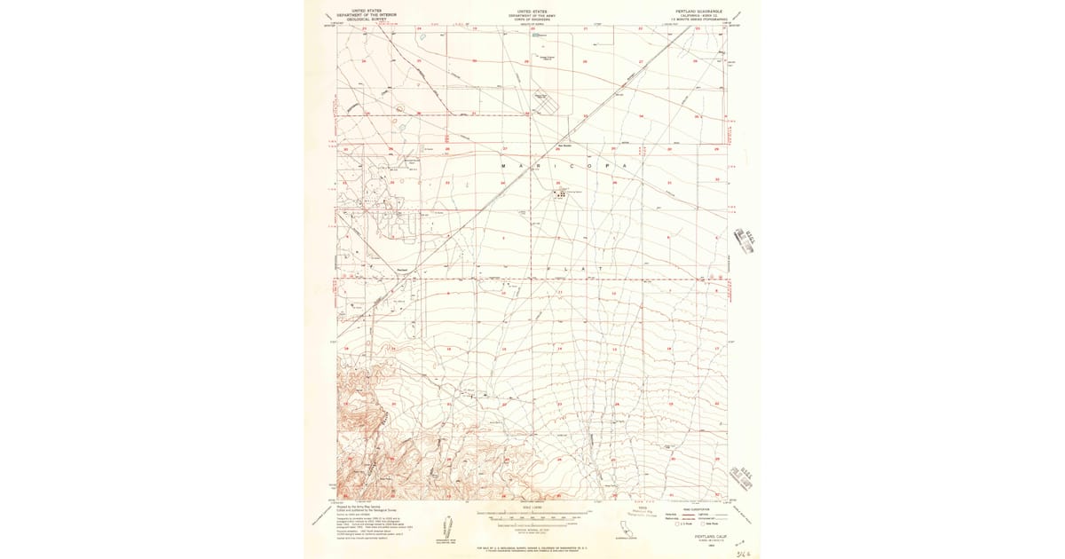 1953 Map of Pentland, Kern County, CA — High-Res | Pastmaps