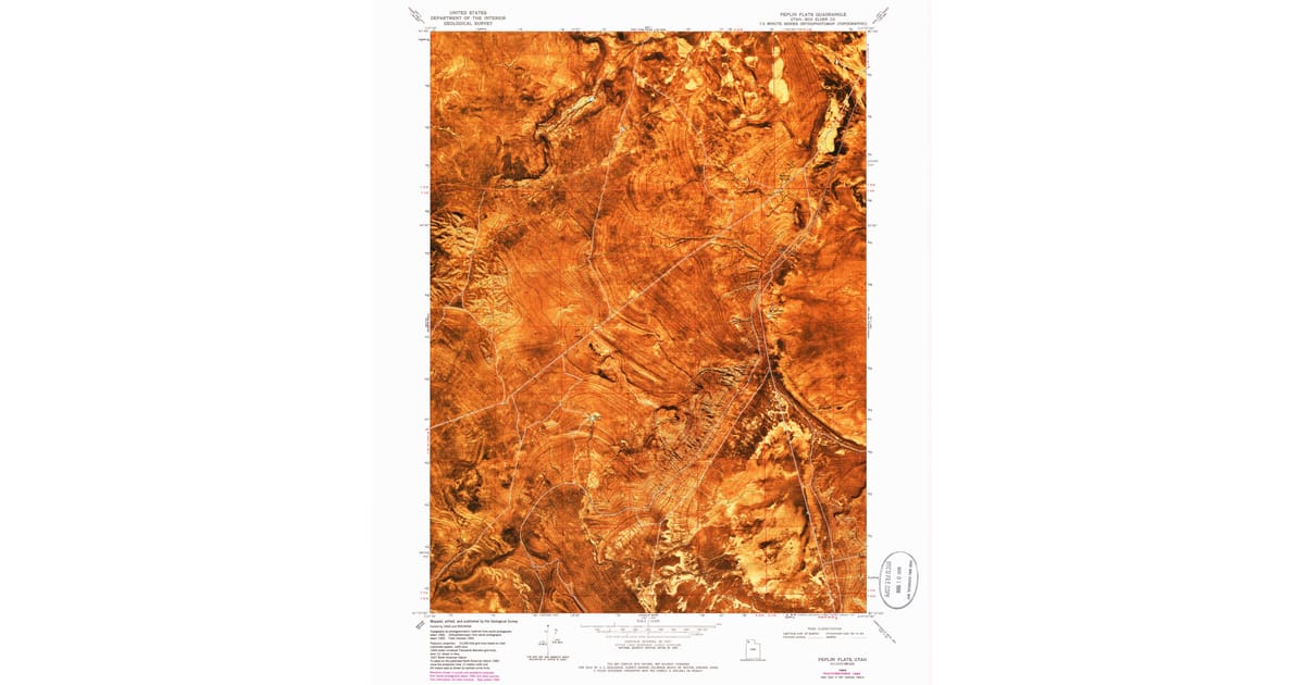 1969 Map of Peplin Flats, Box Elder County, UT — High-Res, 1985 Print ...