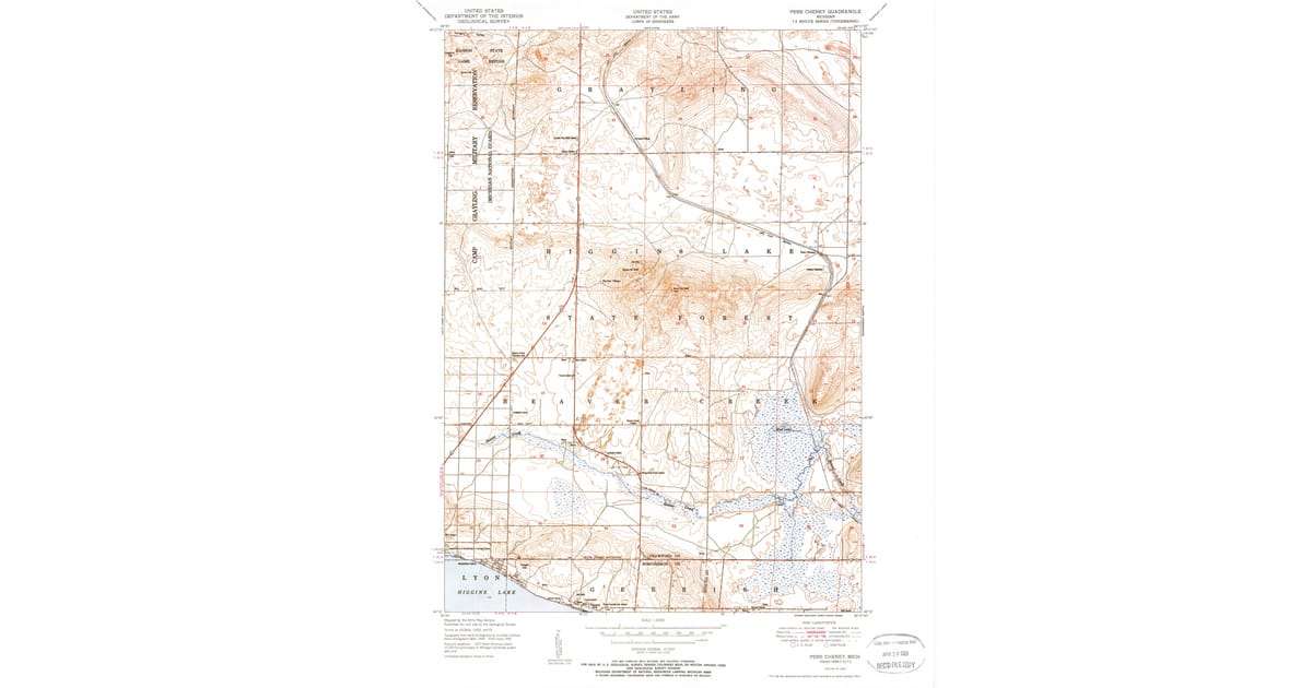 1951 Map of Pere Cheney, Crawford County, MI — High-Res | Pastmaps