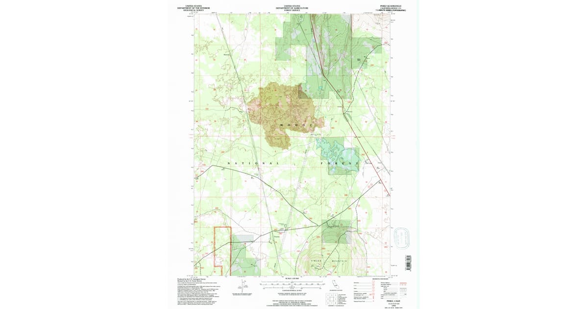 1993 Map of Perez, Modoc County, CA — High-Res | Pastmaps