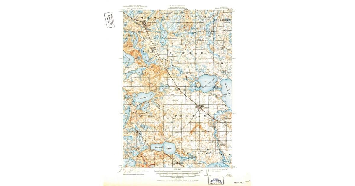 1915 Map of Perham, MN — High-Res, 1949 Print | Pastmaps