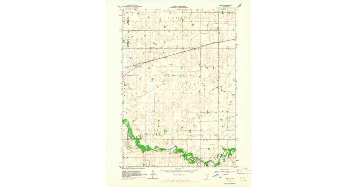 1965 Map of Perth, Blue Earth County, MN — High-Res | Pastmaps