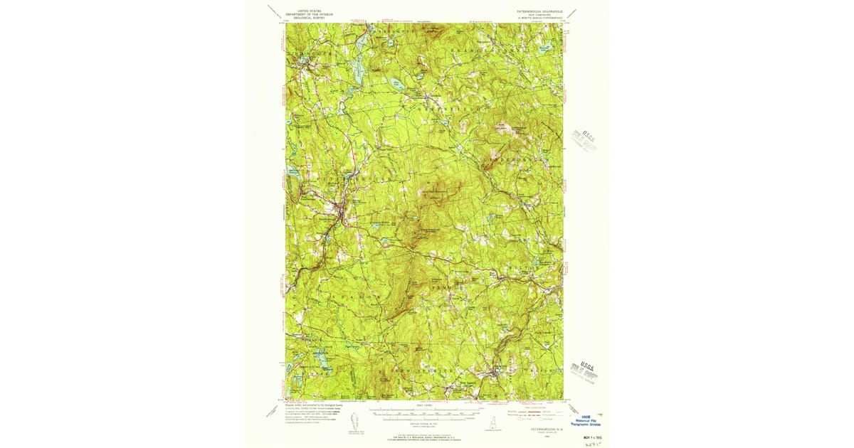 1953 Map of Peterborough, Hillsborough County, NH — High-Res | Pastmaps