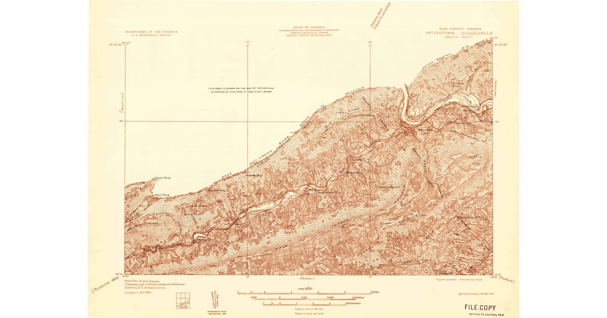 1932 Map of Peterstown, WV — High-Res | Pastmaps
