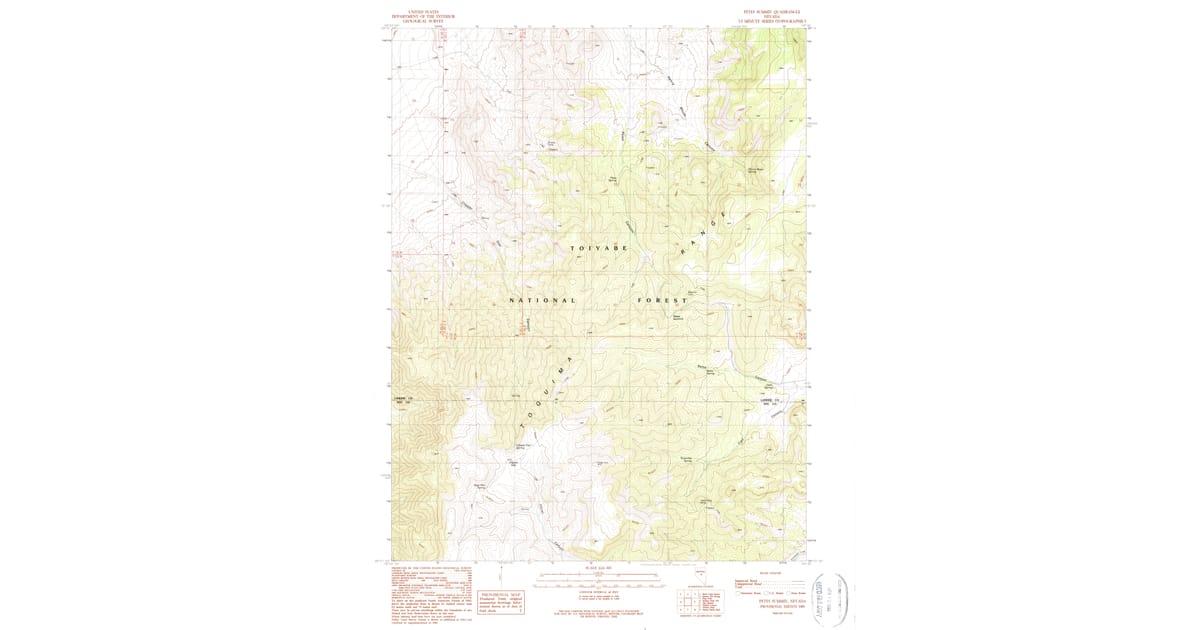 1989 Map of Petes Summit, Lander County, NV — High-Res | Pastmaps