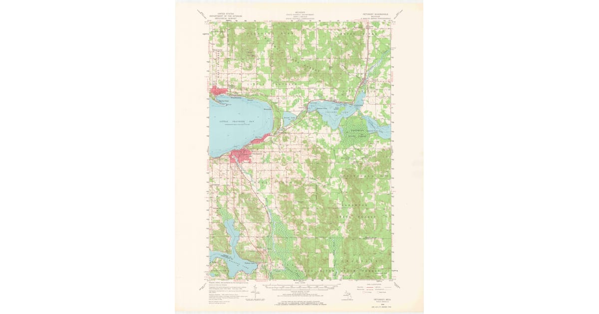 1958 Map of Petoskey, MI — High-Res, 1966 Print | Pastmaps