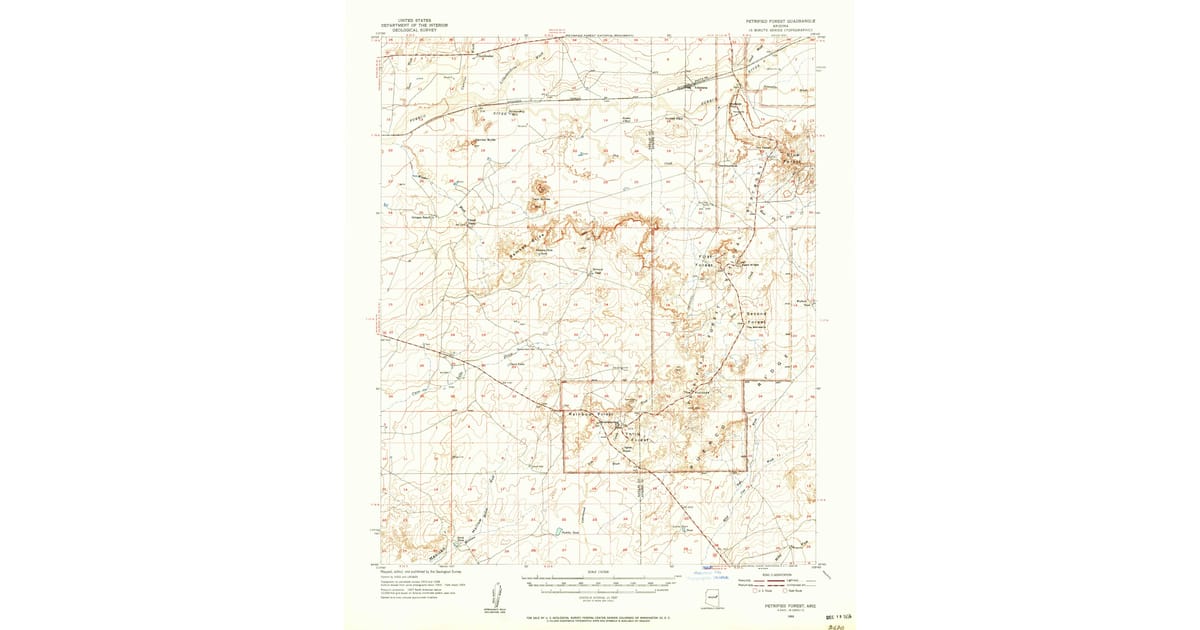 1955 Map of Petrified Forest, Navajo County, AZ — High-Res | Pastmaps
