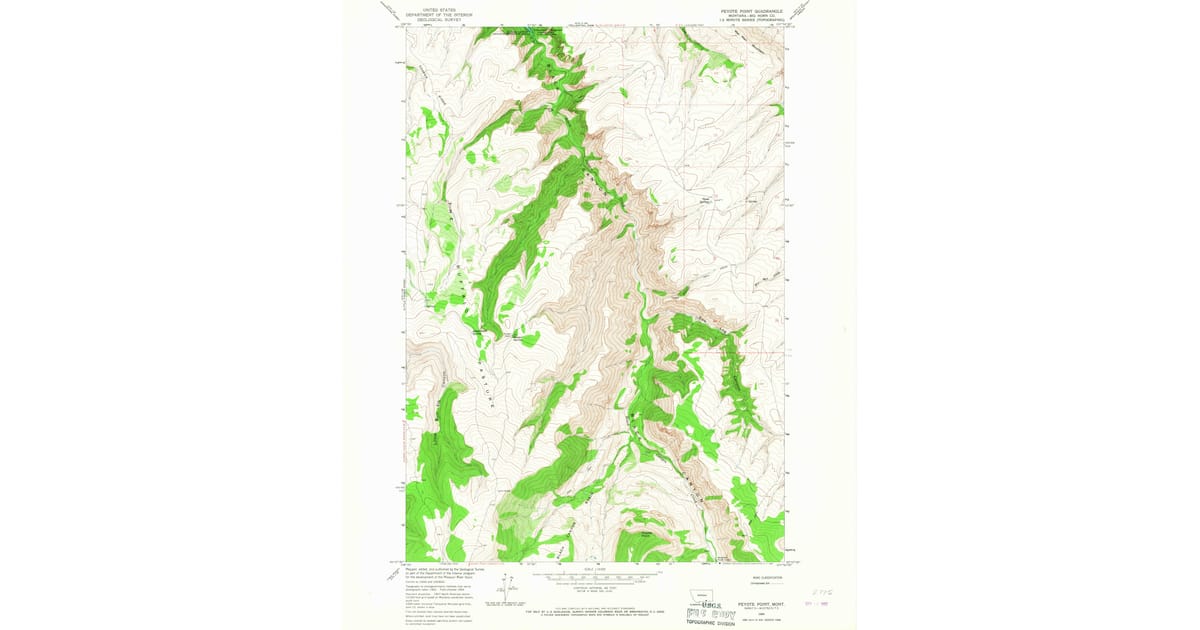 1964 Map of Peyote Point, Big Horn County, MT — High-Res | Pastmaps