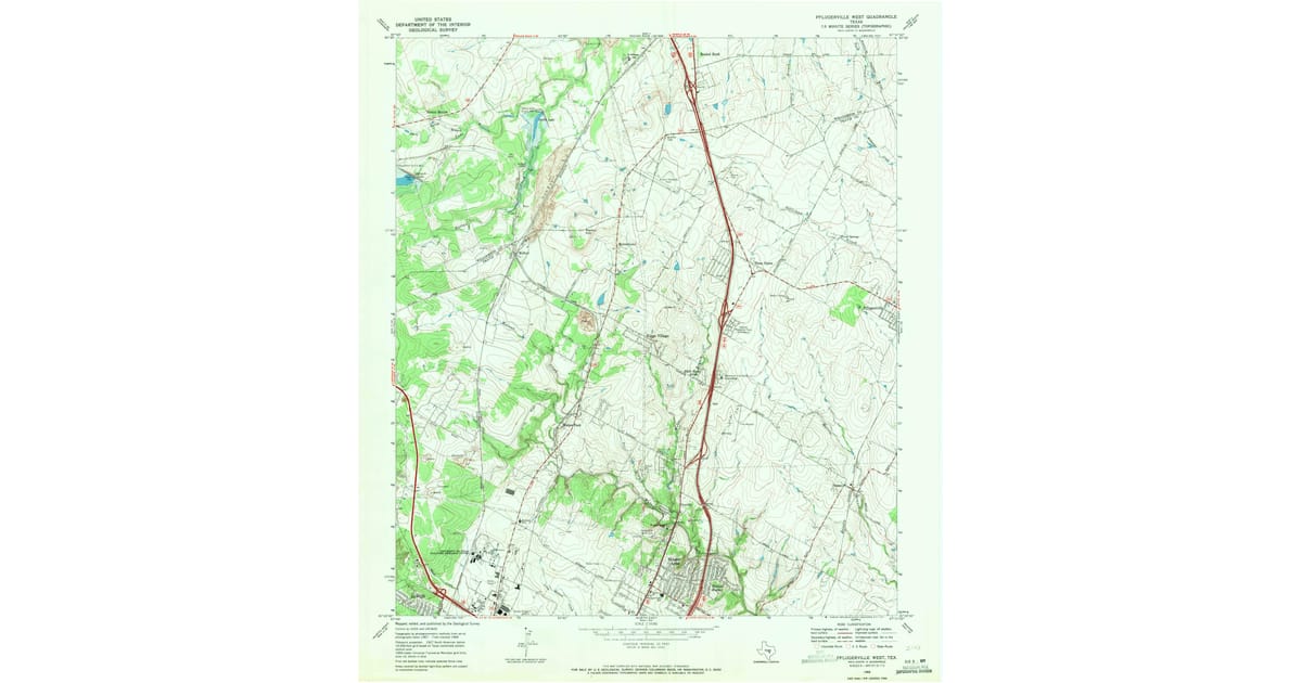 1968 Map of Pflugerville West, Travis County, TX — High-Res | Pastmaps